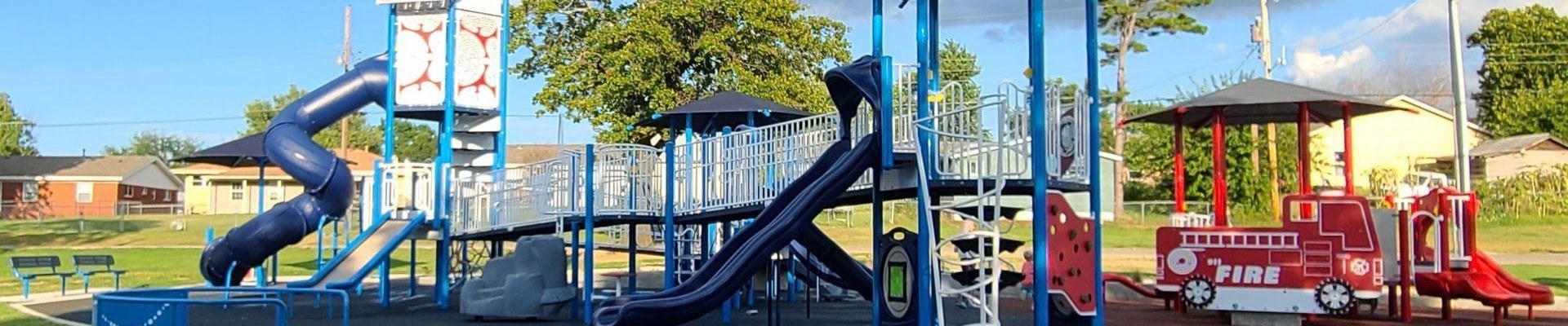 Inclusive Playground in Patriotic Red, White… | Cunningham Recreation